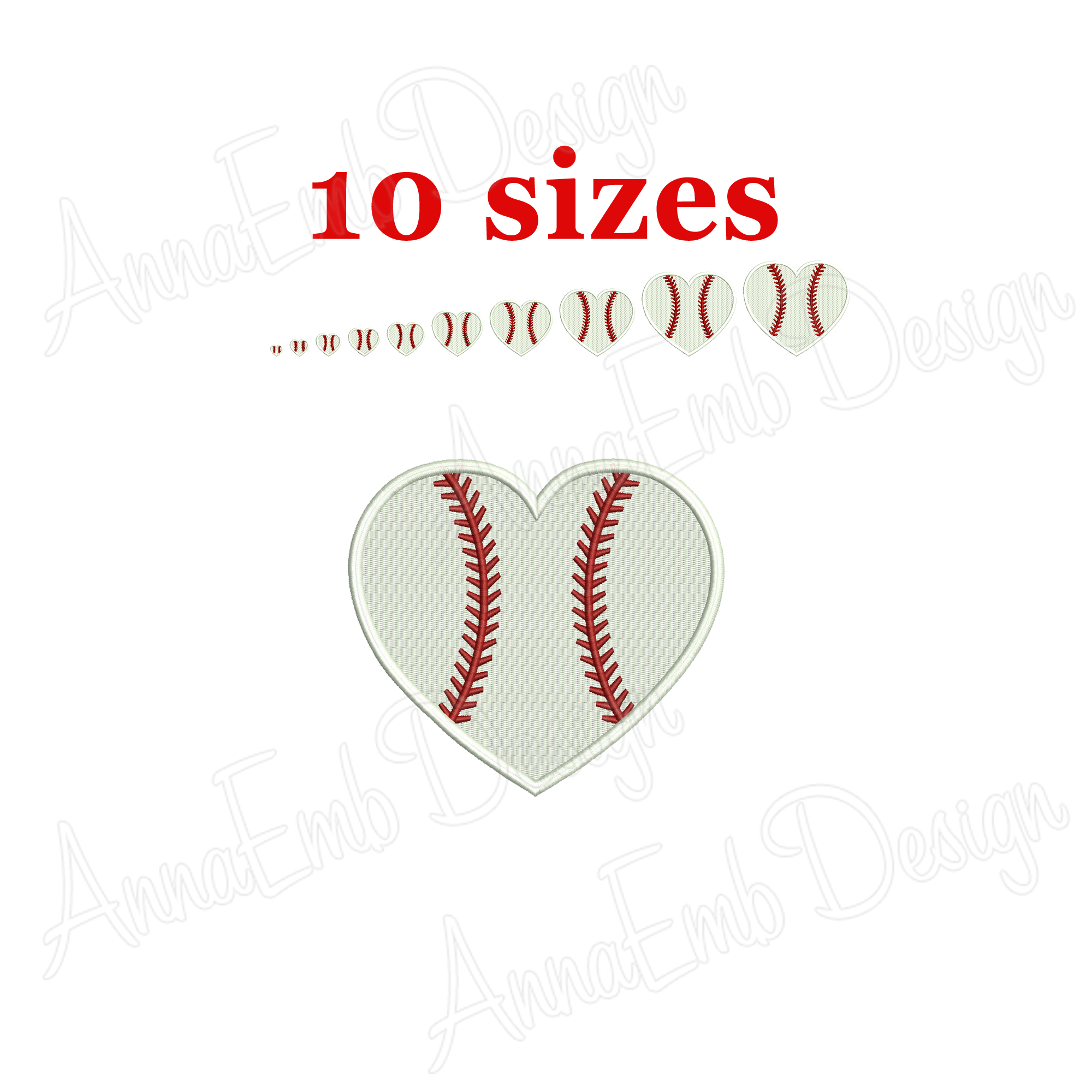 Baseball Heart Embroidery design. | Inspire Uplift