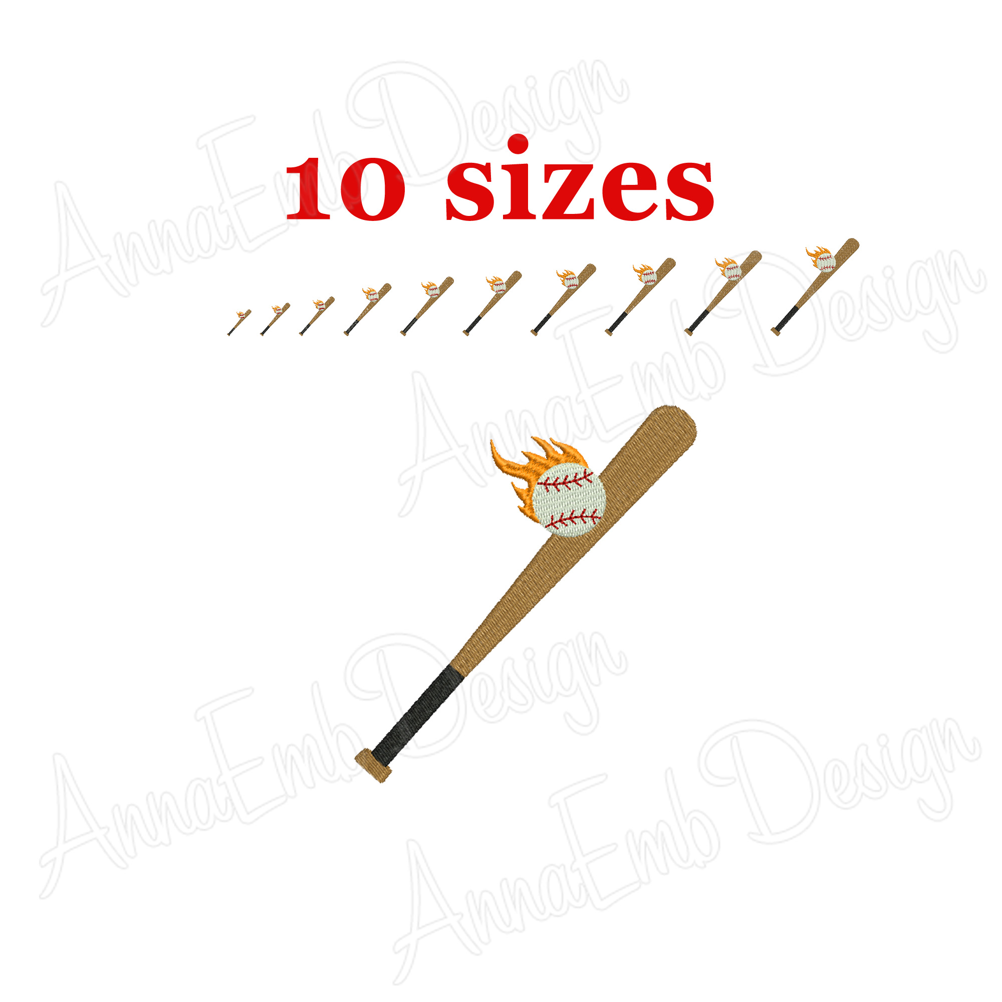 Baseball Bat Embroidery Design. | Inspire Uplift