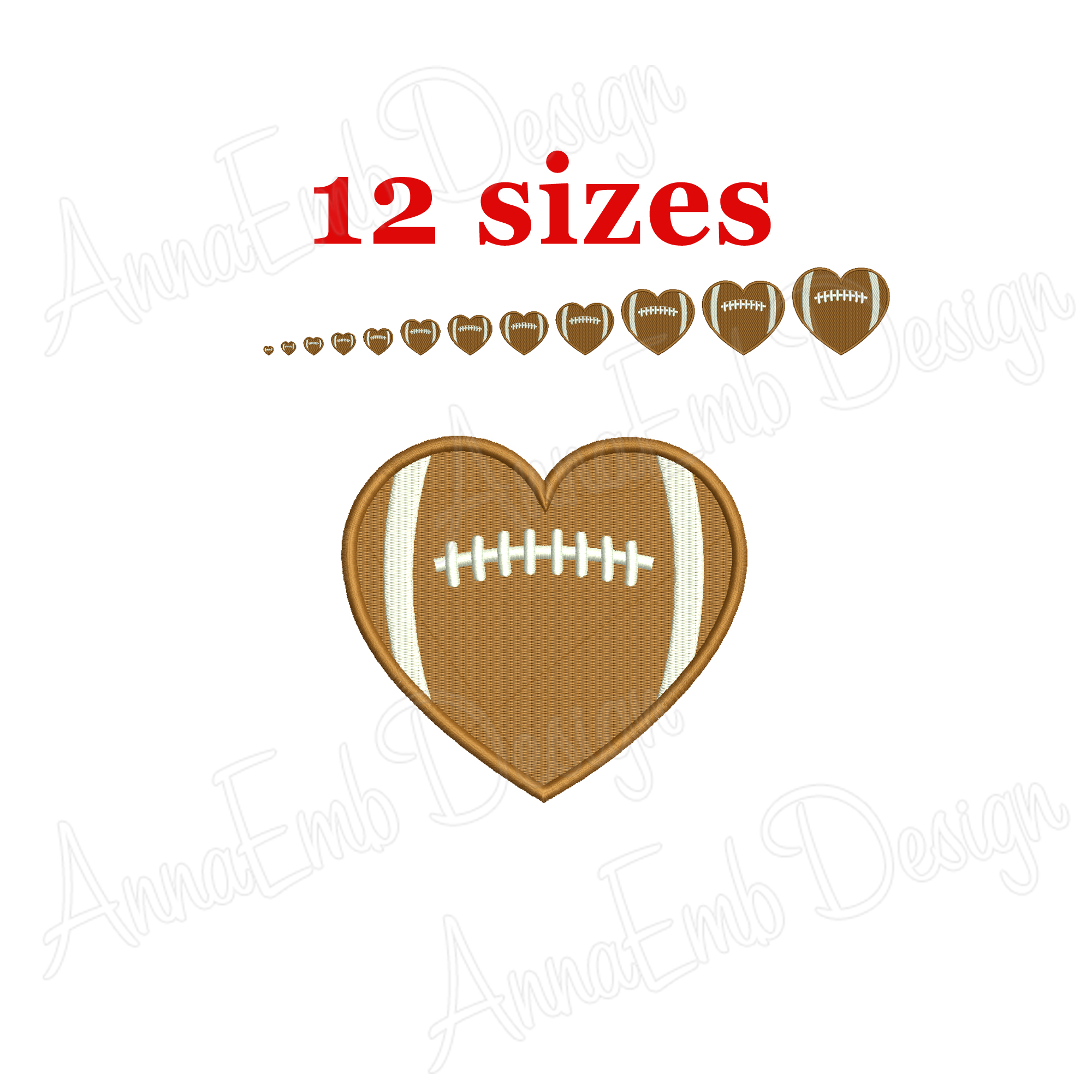 Heart Football embroidery design. | Inspire Uplift