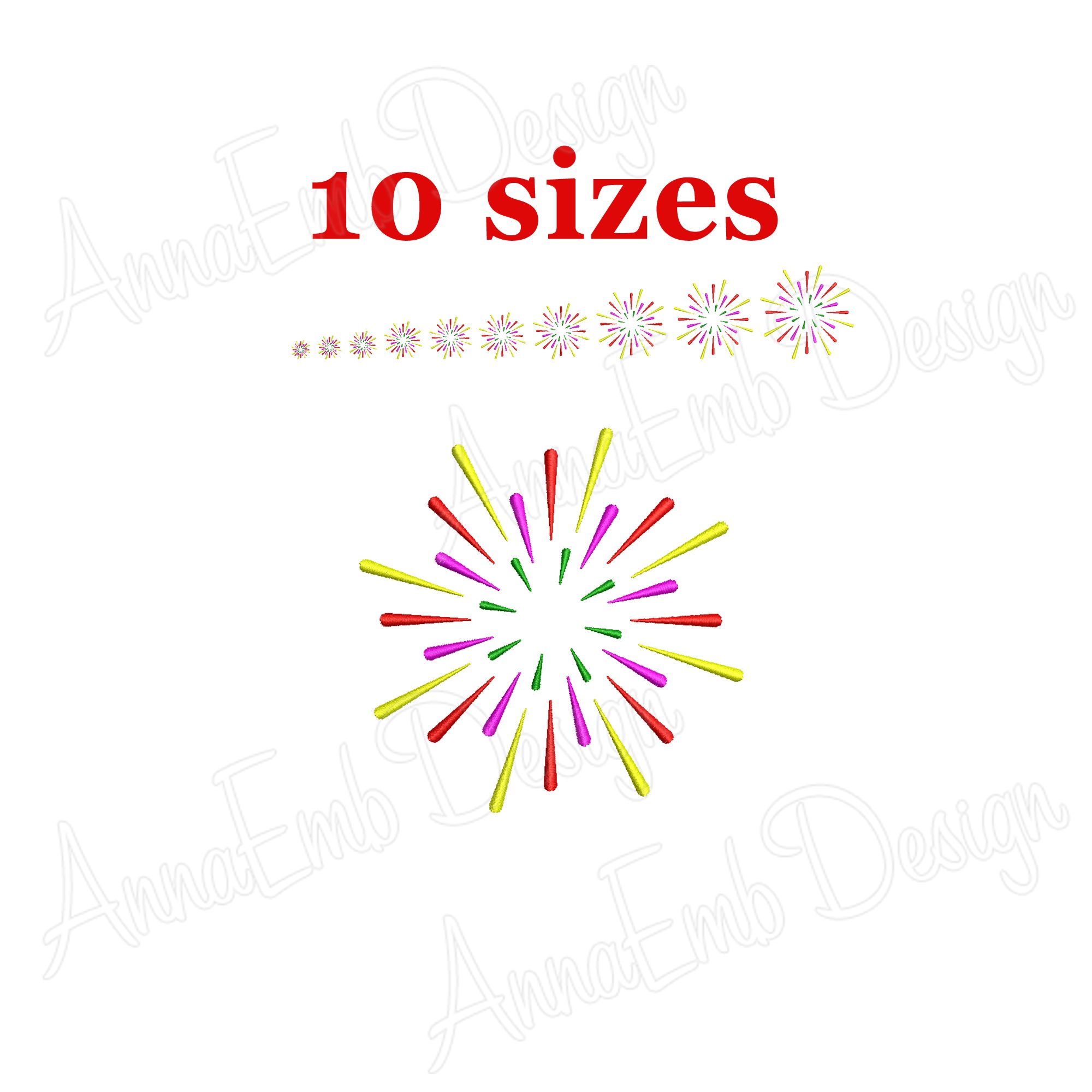 Fireworks embroidery design. | Inspire Uplift