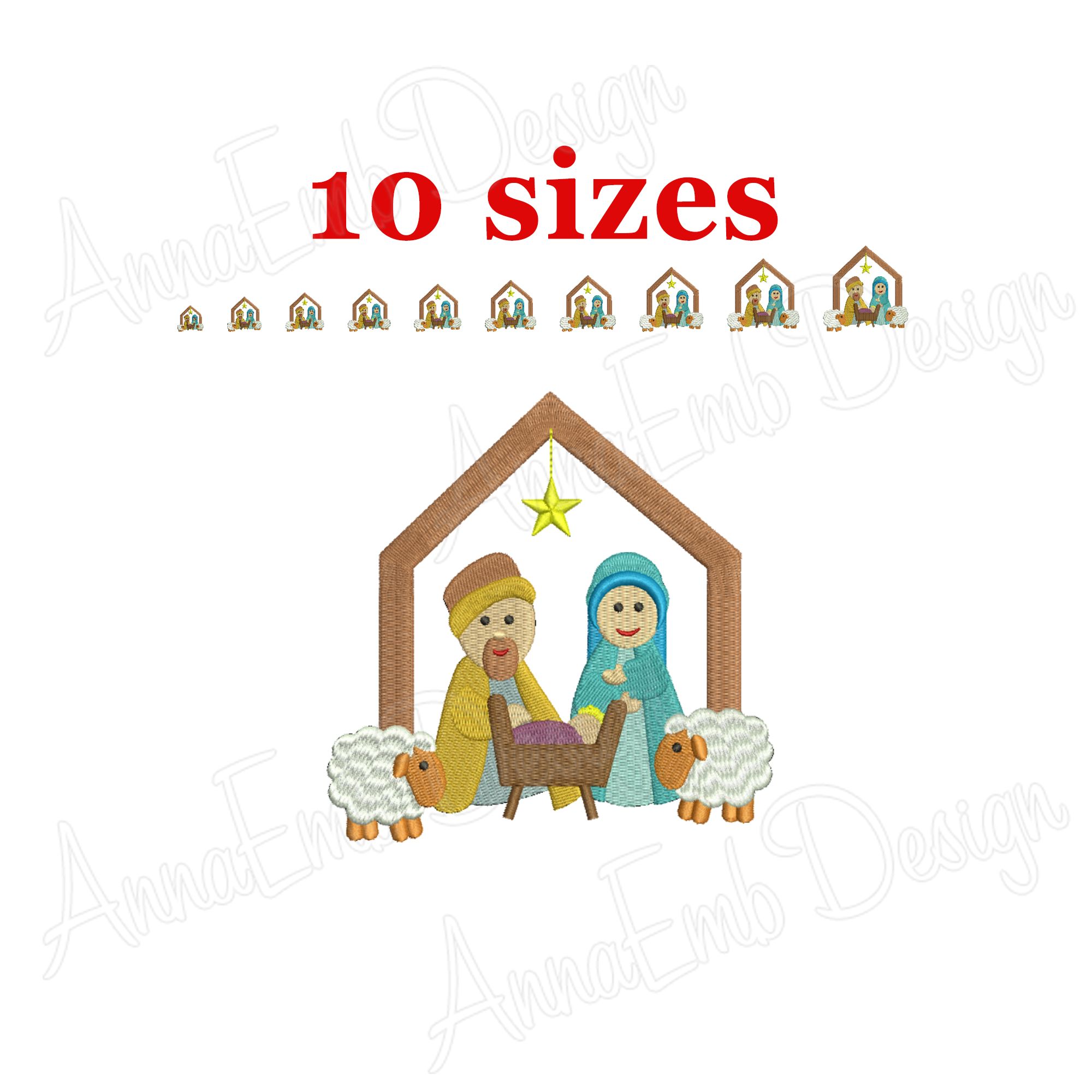 Nativity scene Embroidery Design. | Inspire Uplift