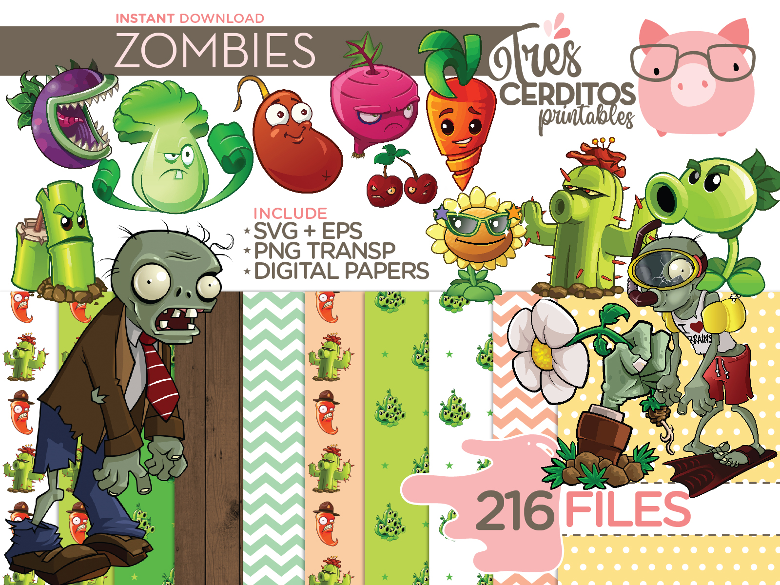Plants Vs Zombies Heros Clipart bundle, Plants vs Zombies pn | Inspire ...