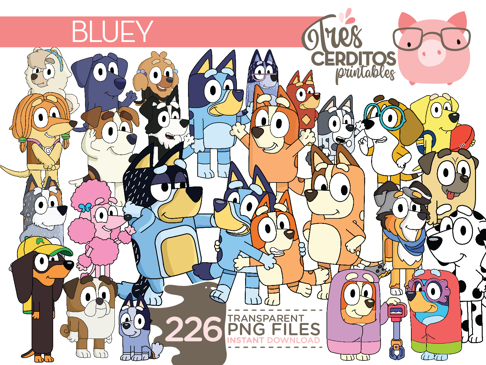 Bundle Bluey Ringo dogs Designs cliparts files PNG INSTANT d - Inspire ...
