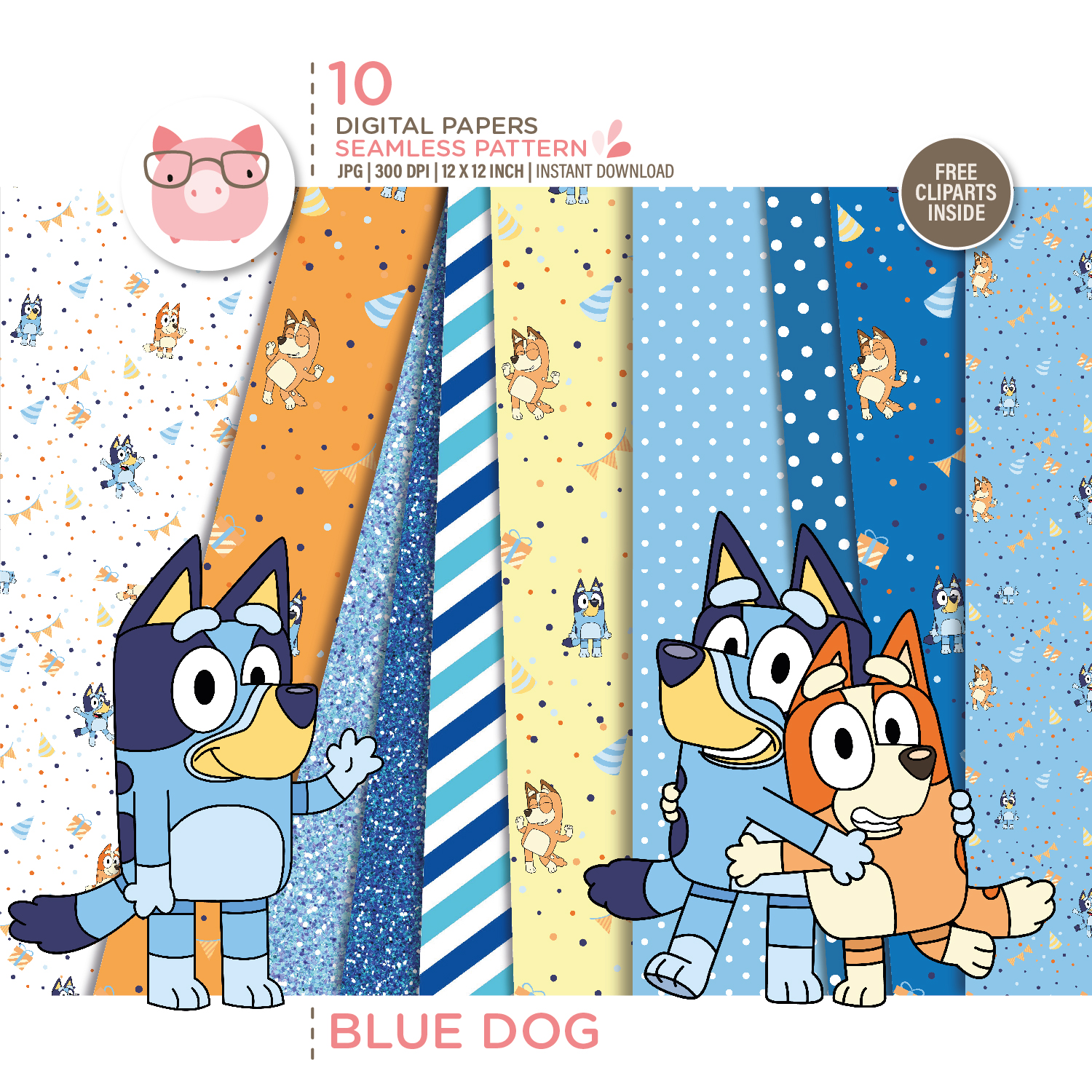 Bluey Ringo boys, Digital Papers and free cliparts, instant | Inspire ...