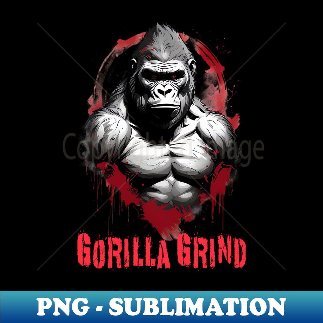 Fierce Silverback Gorilla Grind Distressed Design - PNG Subl | Inspire Uplift