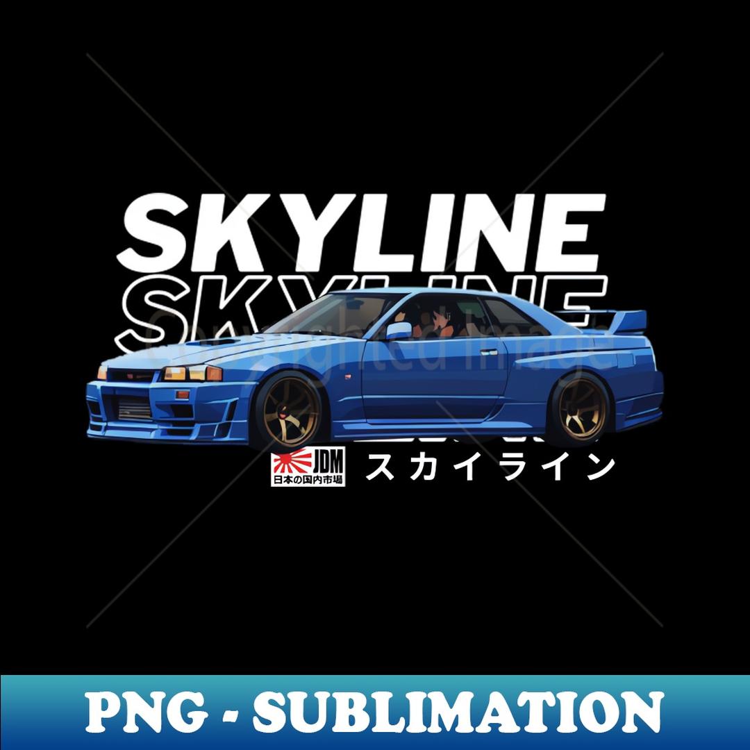 Skyline R33 blue car - Aesthetic Sublimation Digital File | Inspire Uplift