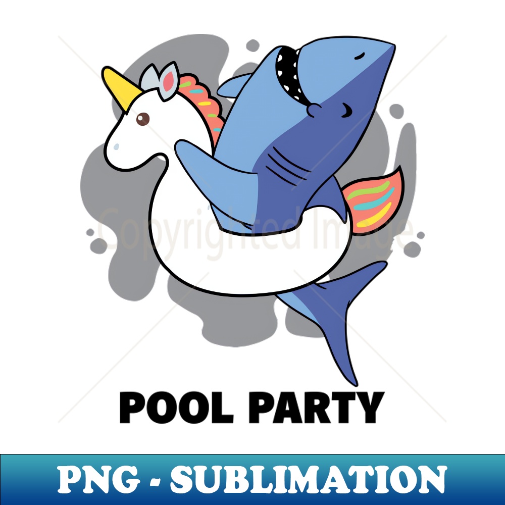 Unicorn and Shark Pool Party, Pool Lover - Instant PNG Subli | Inspire ...