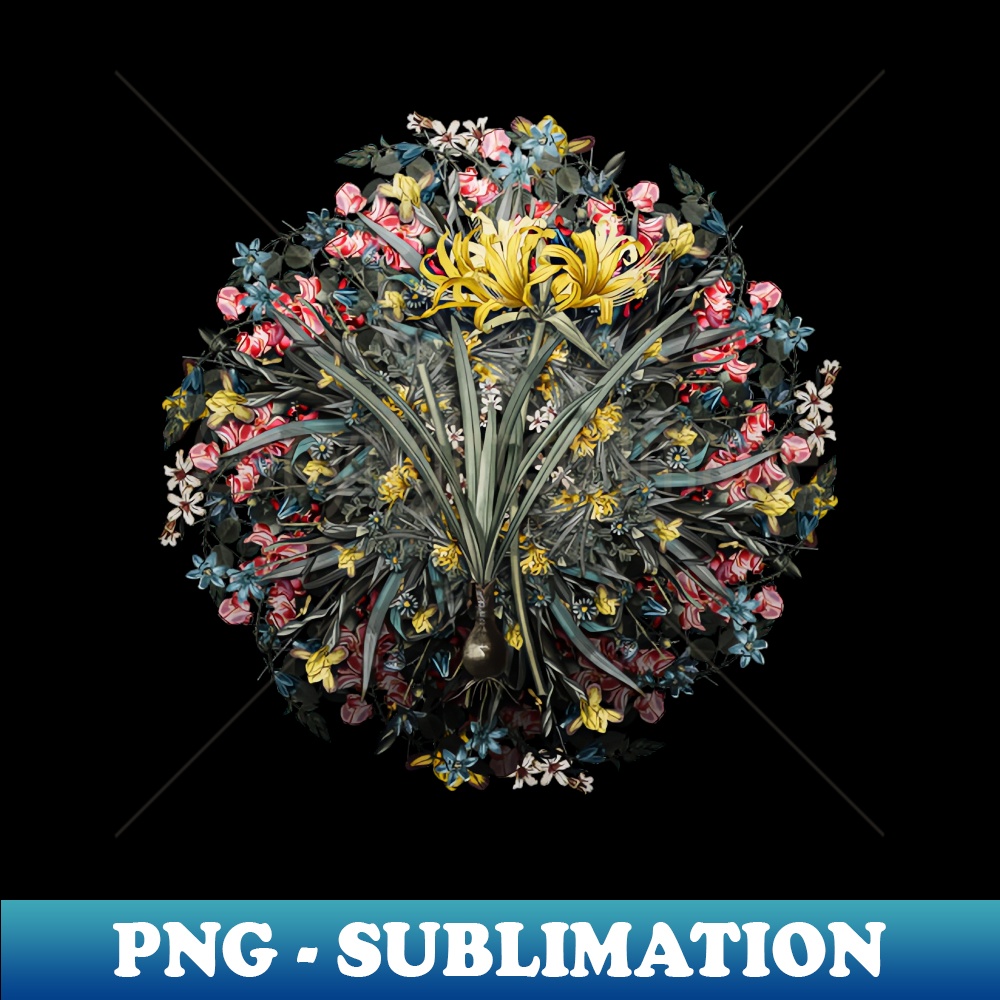 Vintage Golden Hurricane Lily Flower Wreath - High-Resolutio | Inspire ...