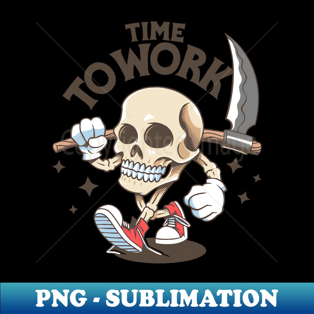 cute skull time to work - PNG Transparent Sublimation Design | Inspire ...