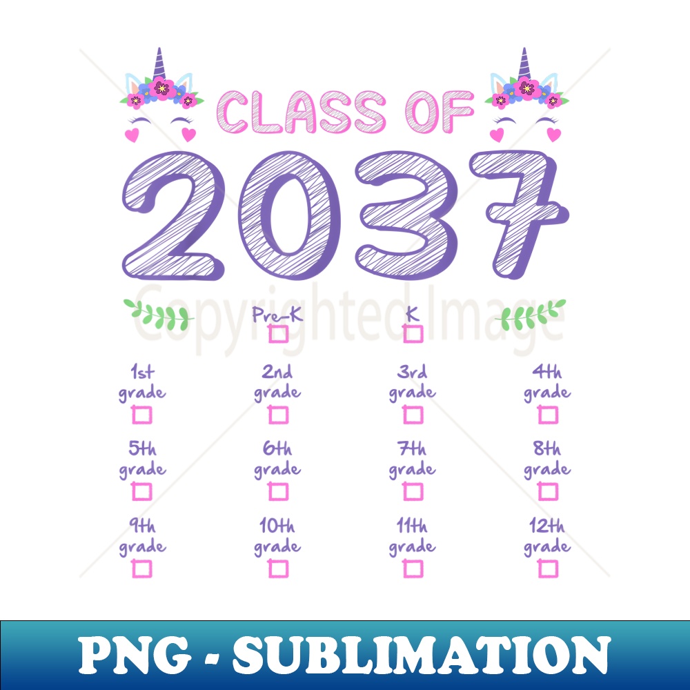 Class Of 2037 Graduation Grow With Me Check Mark Unicorn - P | Inspire ...