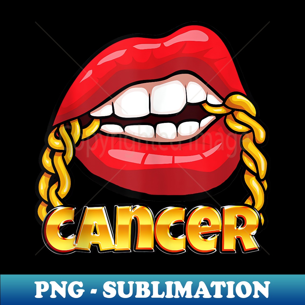 Juicy Lips Gold Chain Cancer Zodiac Sign - Retro PNG Sublima | Inspire ...