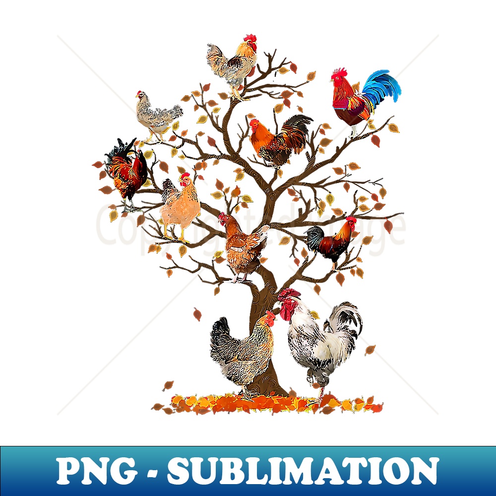 Chicken Tree Autumn Tree Fall Leaves Chicken Love - Premium | Inspire ...