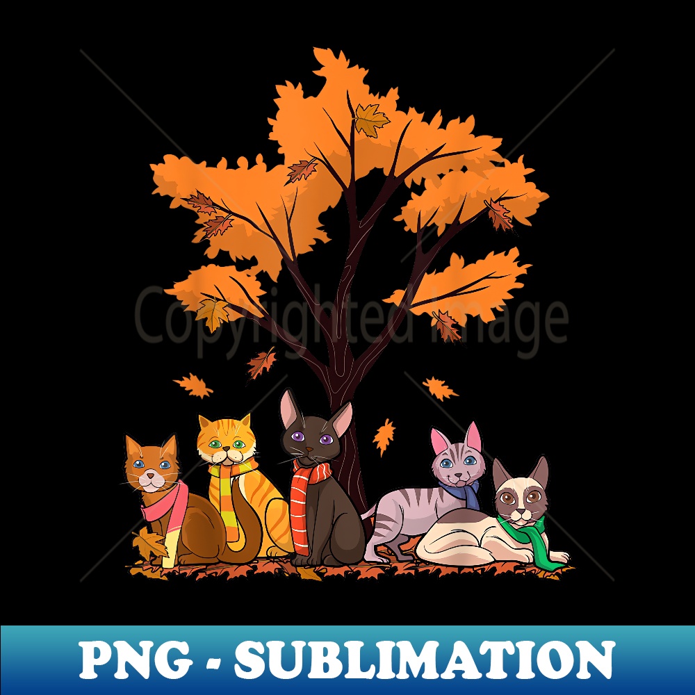 Cute Cats Fall Autumn Season Maple Leaf Tree Lovers Pumpkin | Inspire ...