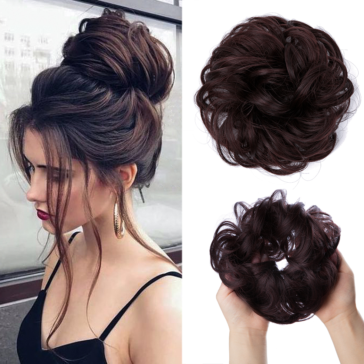 Synthetic Hair Bun Extensions - Messy Curly Elastic Hair Scr | Inspire ...