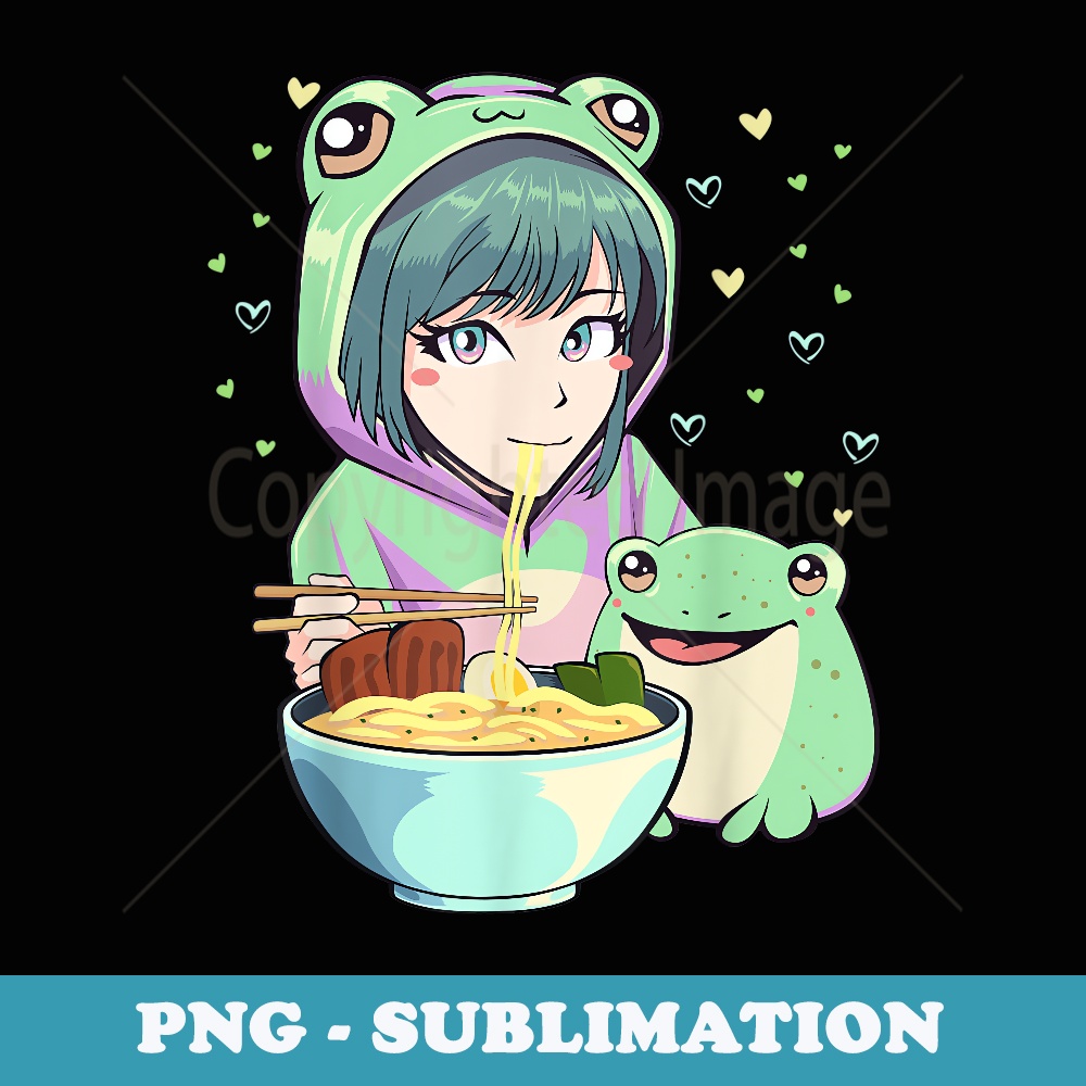 Anime Manga Girl for Frog Lovers Eating Ramen Kawaii Frog - | Inspire ...