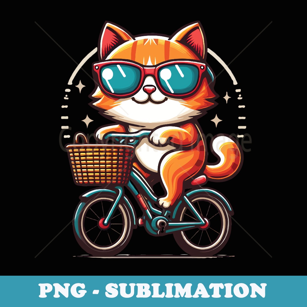 Funny Cat Riding Bicycle Cute Cats with Glasses - Decorative | Inspire ...