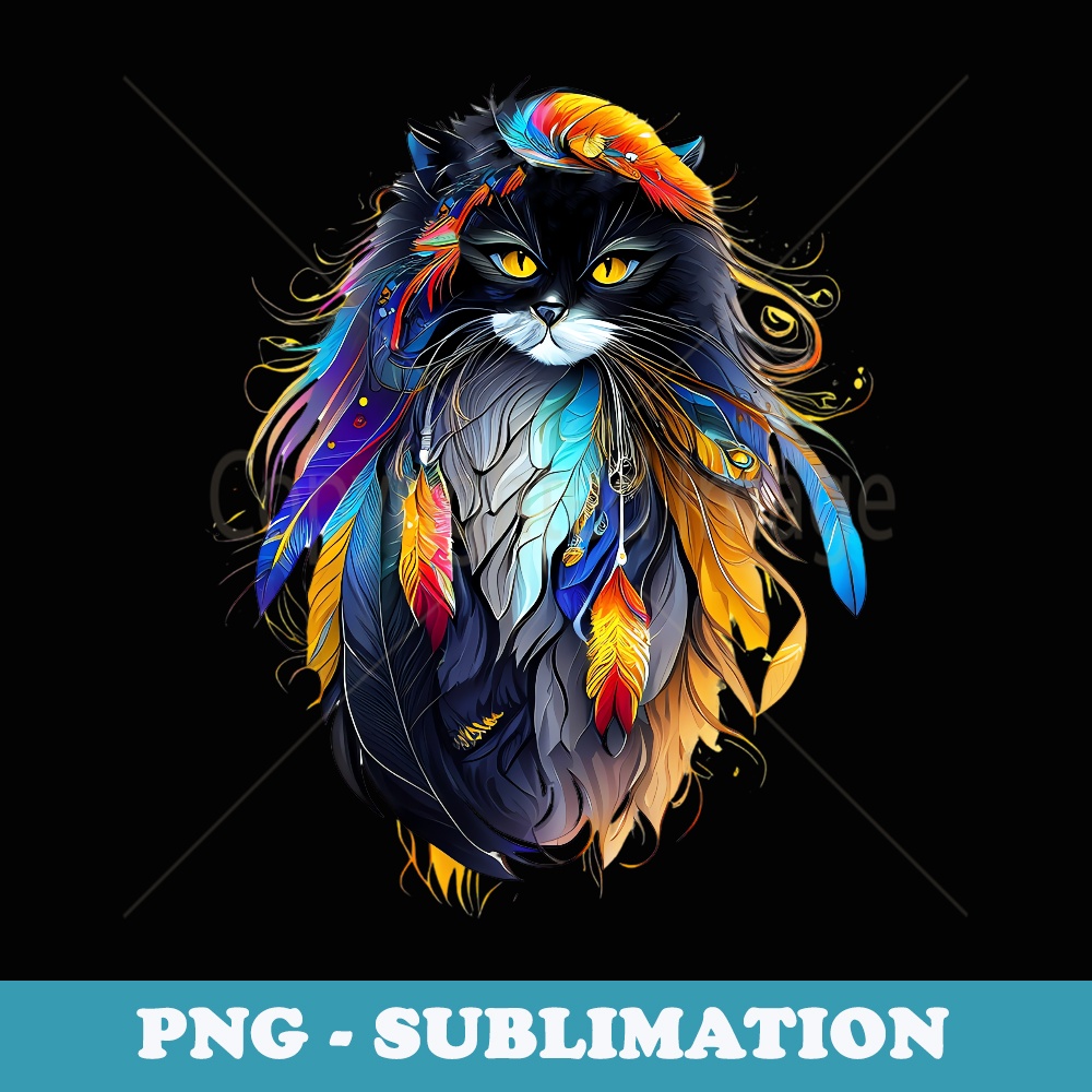 Indian Cat and Feathers Native American Tribal Art Cat Lover | Inspire ...