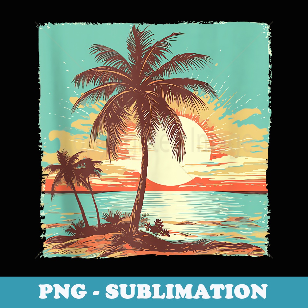 Palm Tree Tropical Beach Vintage Retro Style 70s 80s - Elega | Inspire ...