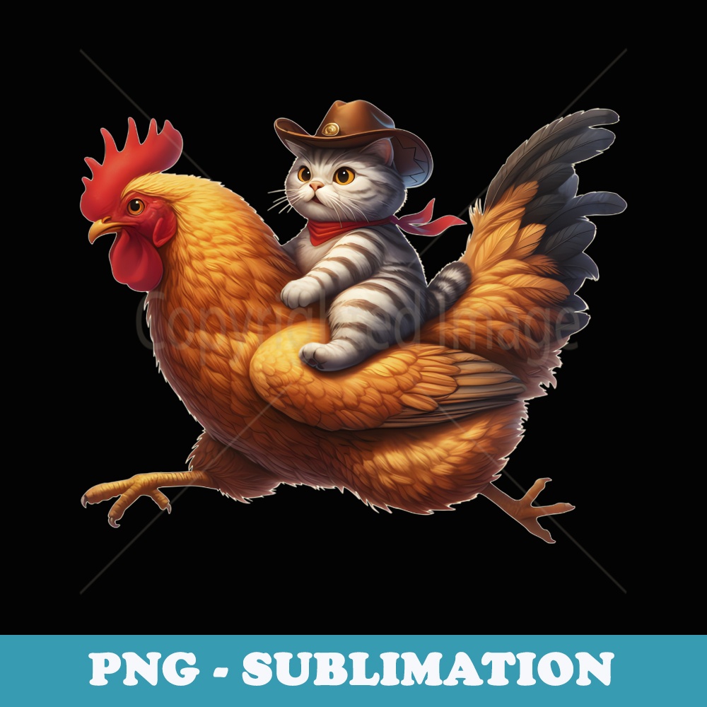 Funny Cat Riding Rooster Cowboy Rodeo Cat Riding Chicken - S | Inspire ...