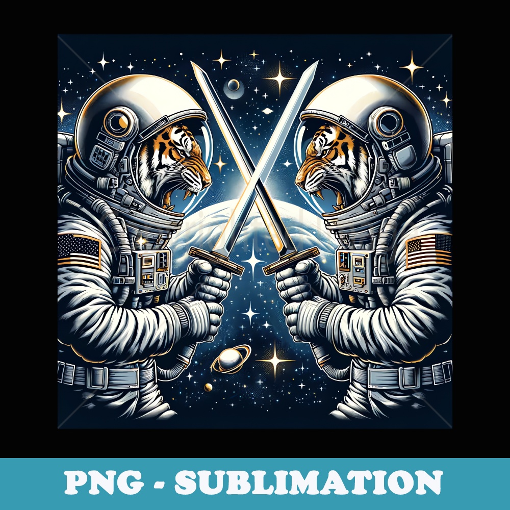 Cool Two Tigers Space Fighting Cartoon Illustration Graphic | Inspire ...