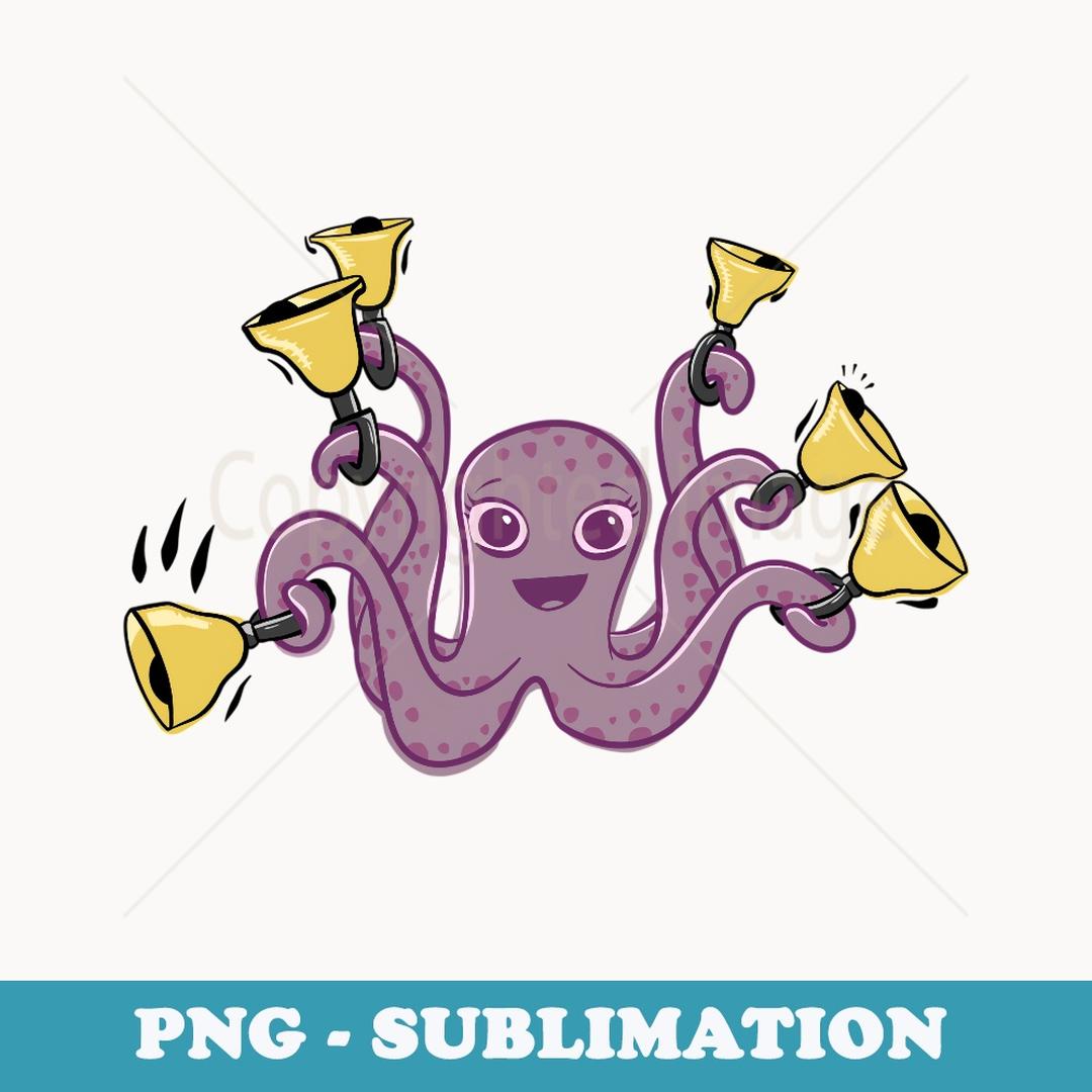 Octopus Ringing Handbells Cartoon - High-Resolution PNG Subl | Inspire ...