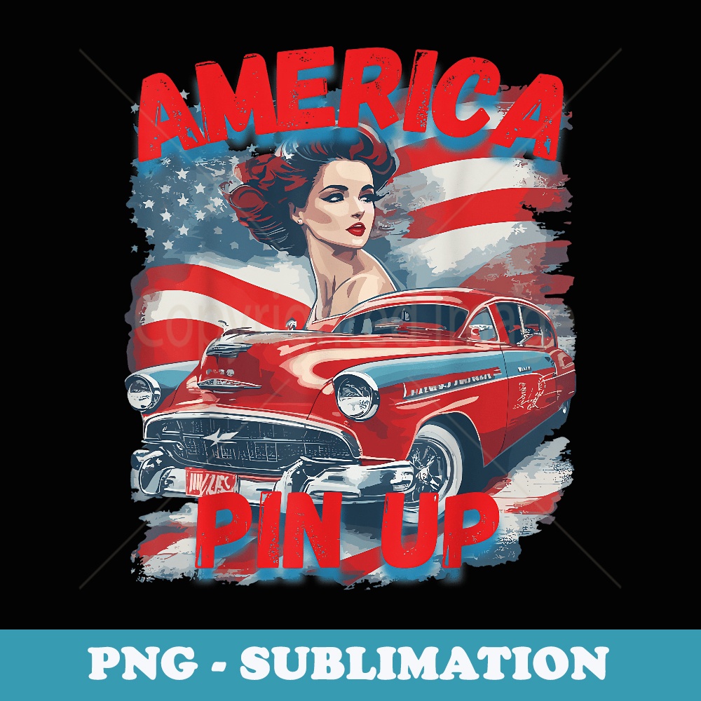 Playful American Flag Vintage PinUp USA Girl Tattoo Rebel - | Inspire ...