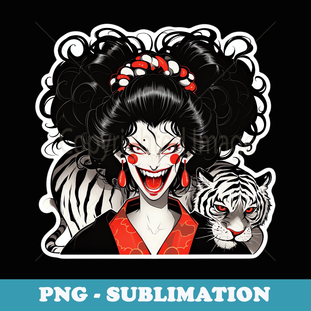 Geisha Tattoo Inspired Tiger Geisha Kawaii Detail Graphic - | Inspire ...