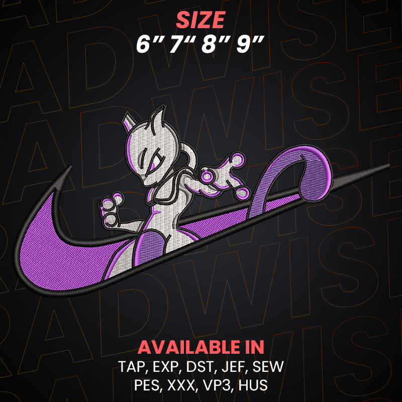 MEWTWO Inspired Embroidery Design | Inspire Uplift