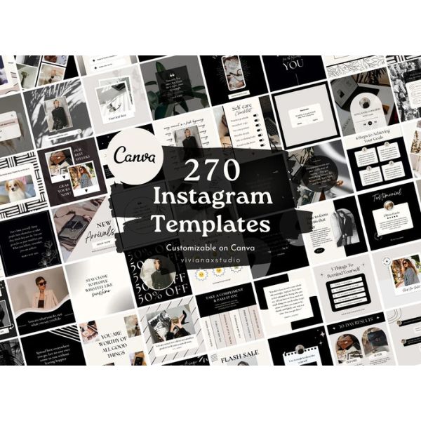 270 Instagram Templates, Black and White Social Media Templa | Inspire ...