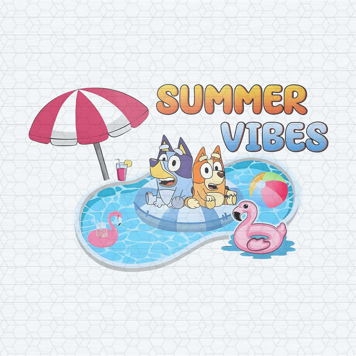 Summer Vibes Bluey Bingo Swimming Pool PNG | Inspire Uplift