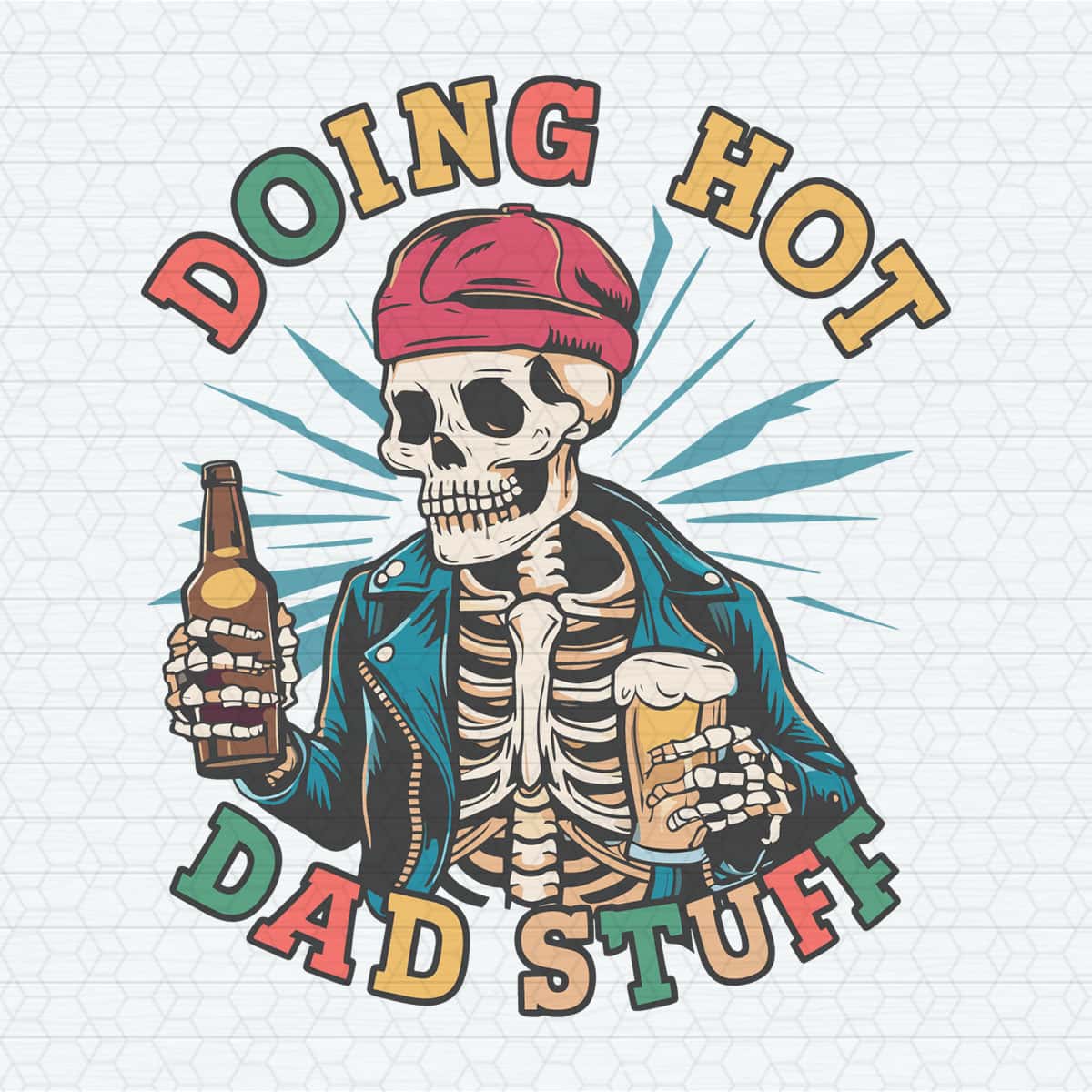 Retro Doing Hot Dad Stuff Skeleton Dad SVG | Inspire Uplift