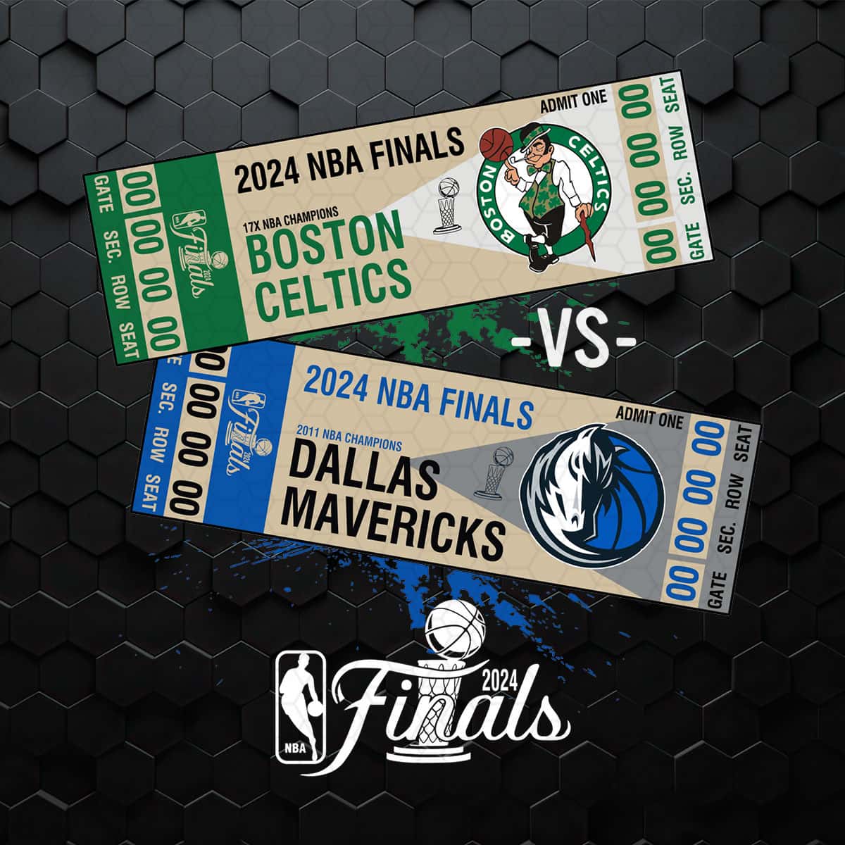 Celtics Mavericks 2024 NBA Finals Dueling Ticket SVG - Inspire Uplift