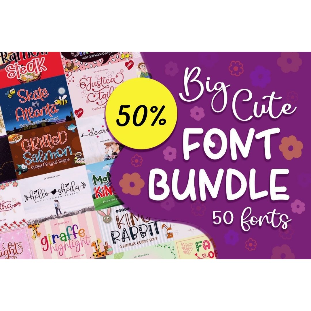 50 The Big Cute Fonts Bundle. | Inspire Uplift