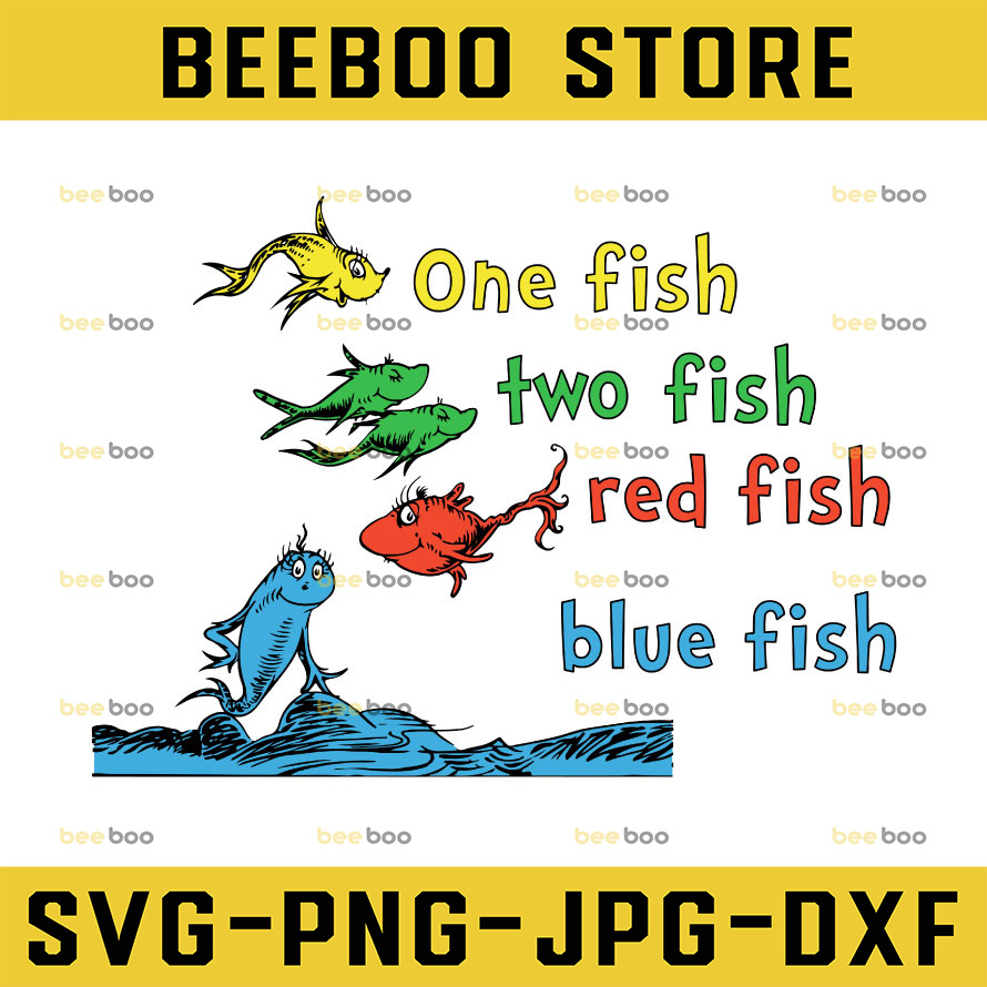One fish two fish, blue fish red fish, Dr seuss svg, Dr seus | Inspire ...