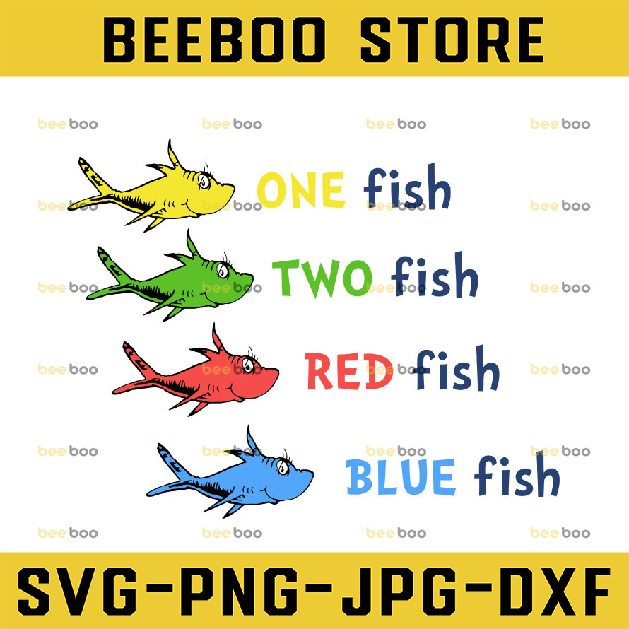 One fish two fish, blue fish red fish, Dr seuss svg, Dr seus - Inspire ...