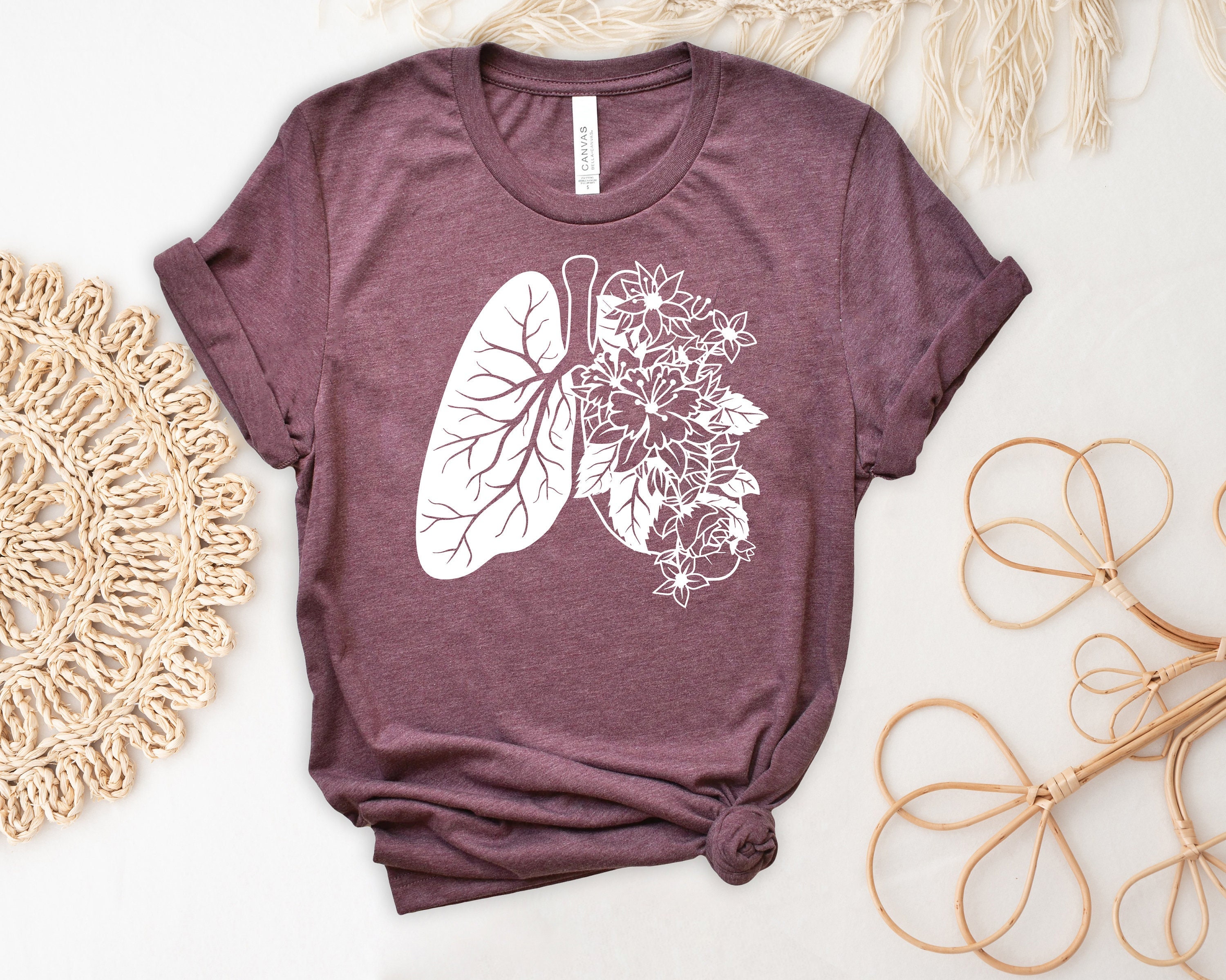 Floral Lungs T-Shirt, Anatomical Lungs Shirt | Inspire Uplift