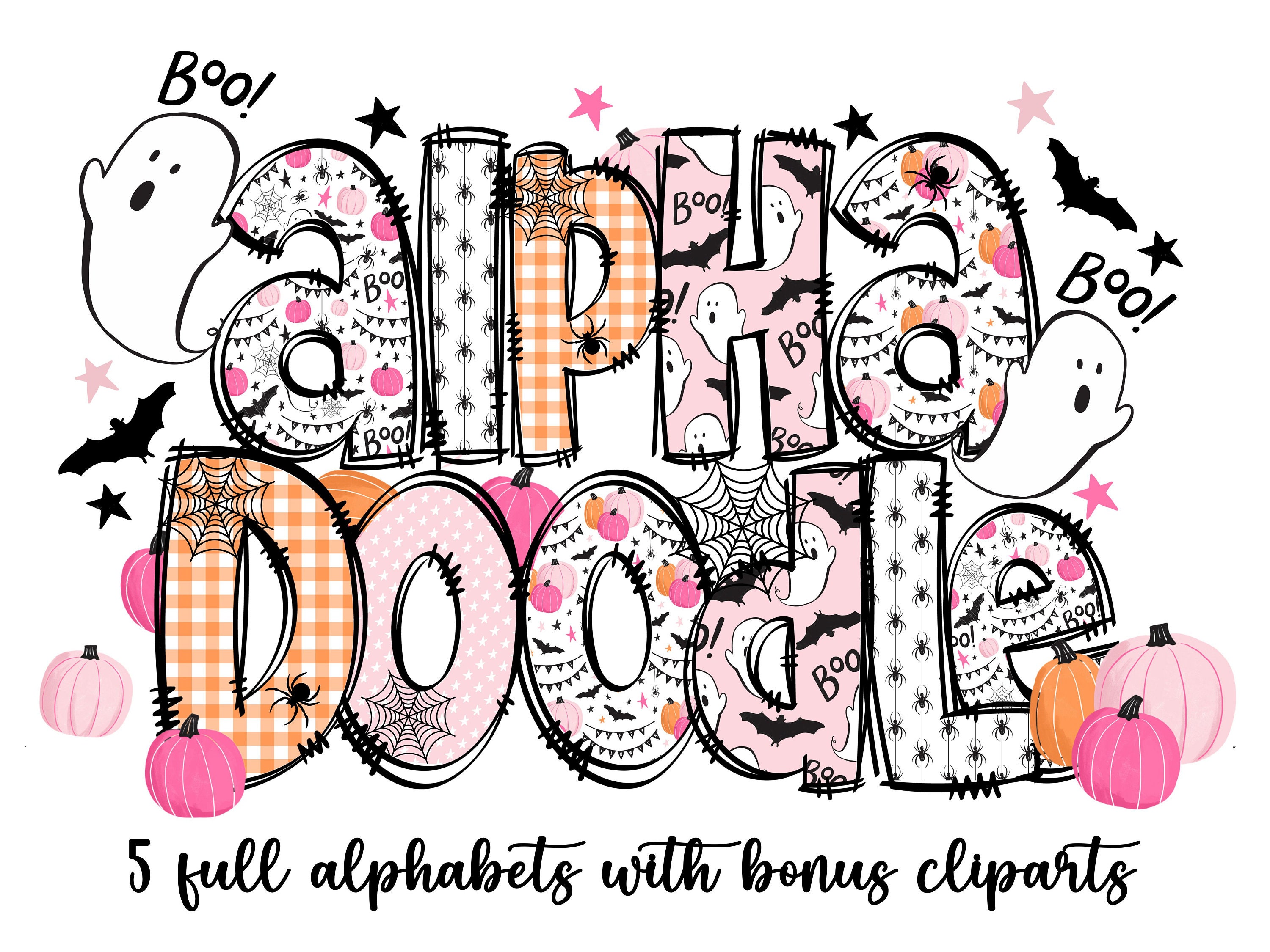 Halloween Doodle Alphabet Bundle, Halloween PNG Letters | Inspire Uplift