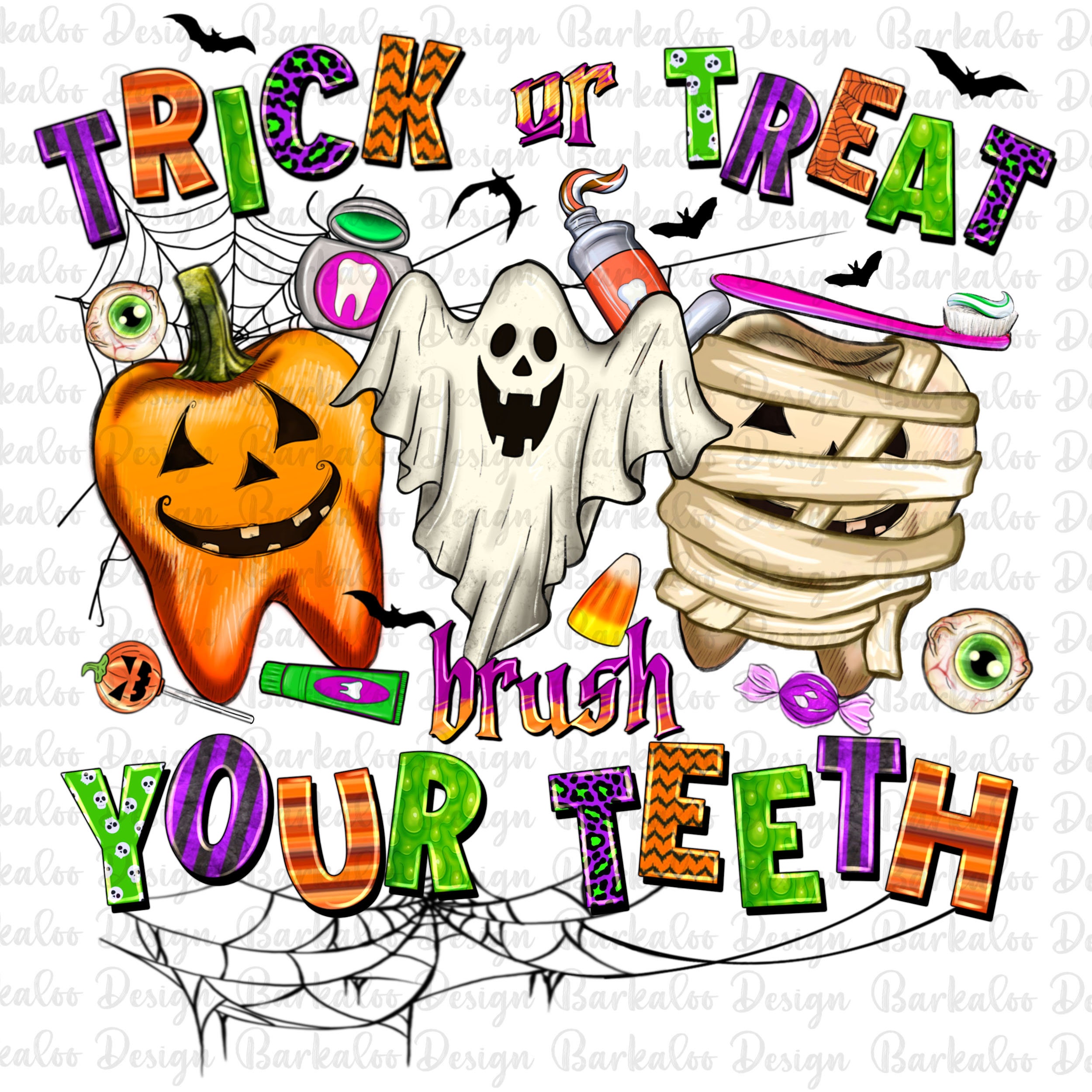 Trick or treat brush your teeth png sublimation designs down | Inspire ...