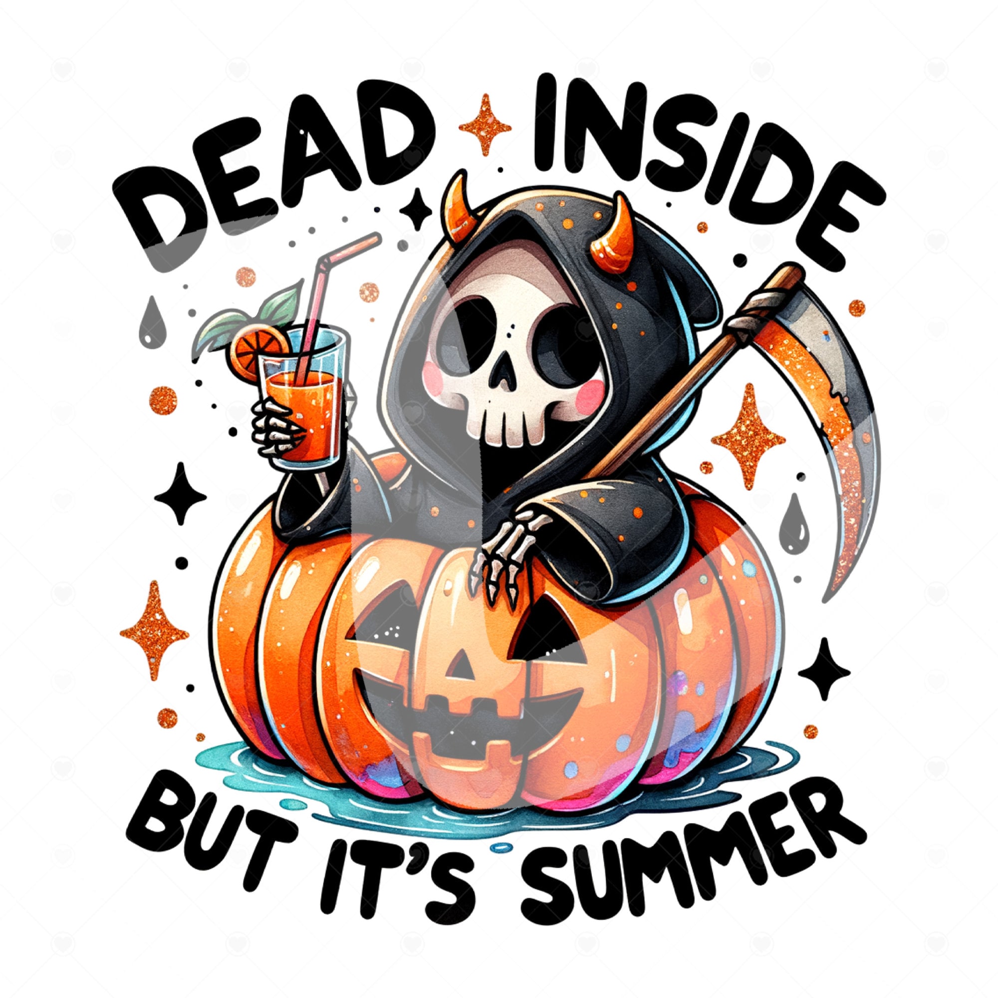 Spooky Summer Skeleton Clipart, Dead Inside But It's Summer | Inspire ...