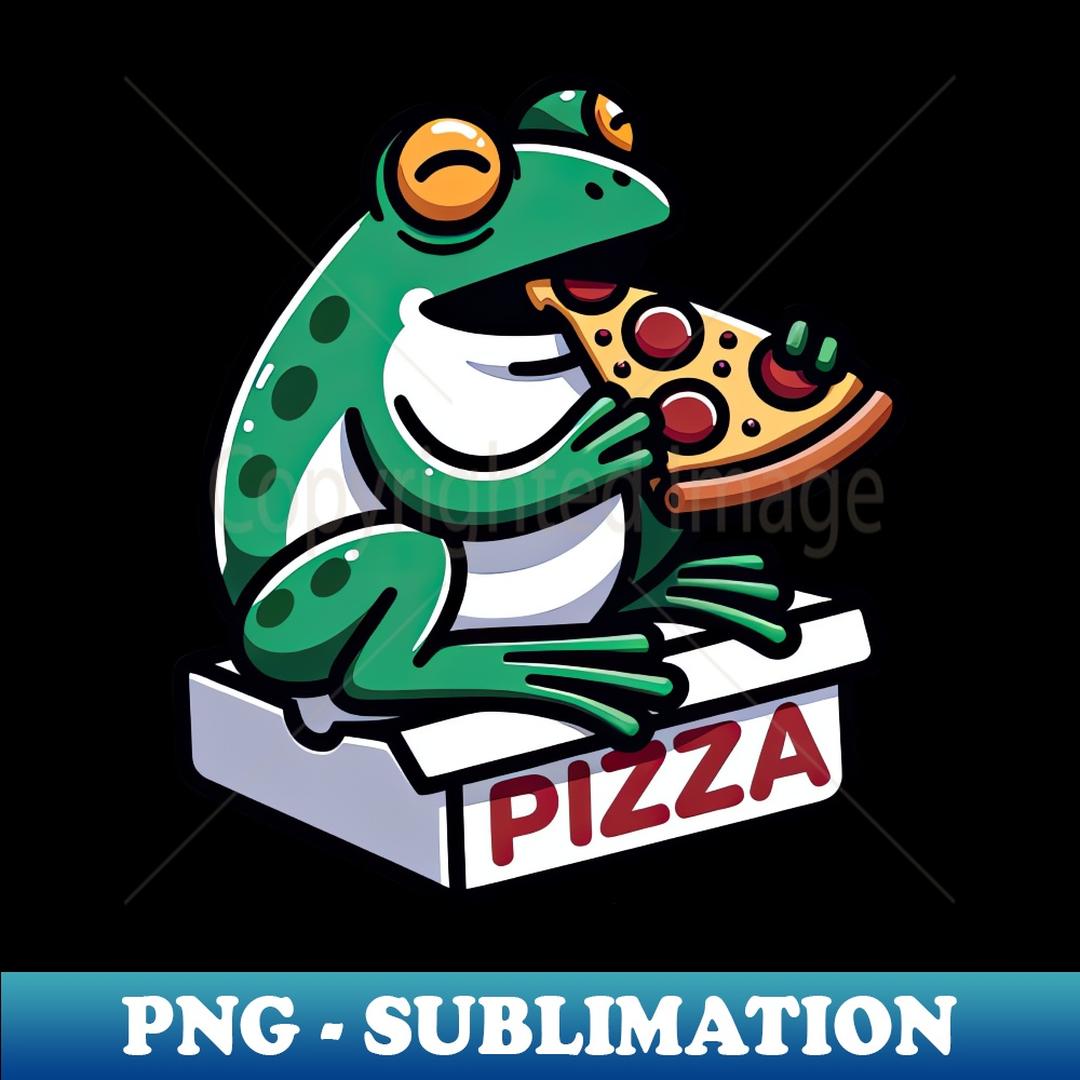 little frog enjoying eating pizza - Premium PNG Sublimation | Inspire ...