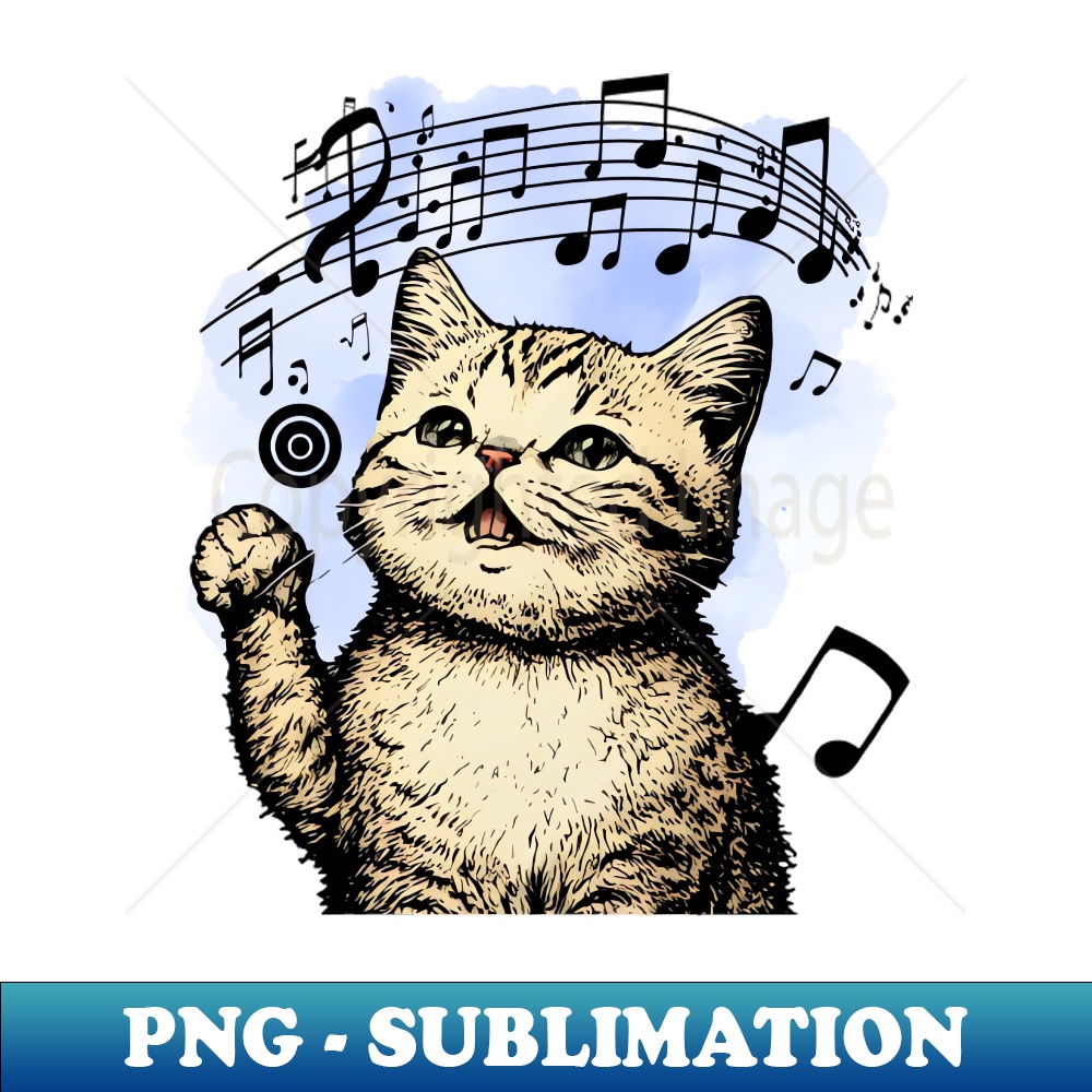 Happy Music Cat - PNG Transparent Sublimation Design | Inspire Uplift