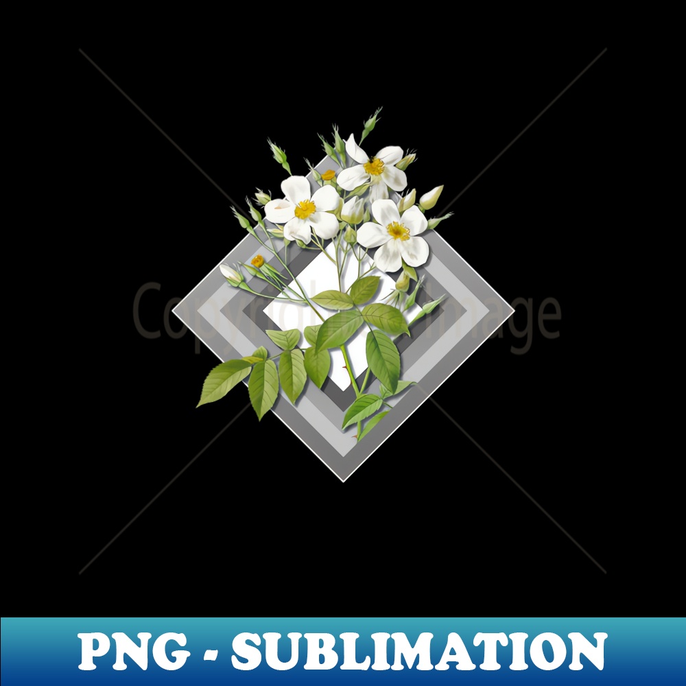 Vintage Floral Musk Rose Botanical on Paper Geometric Shield | Inspire ...