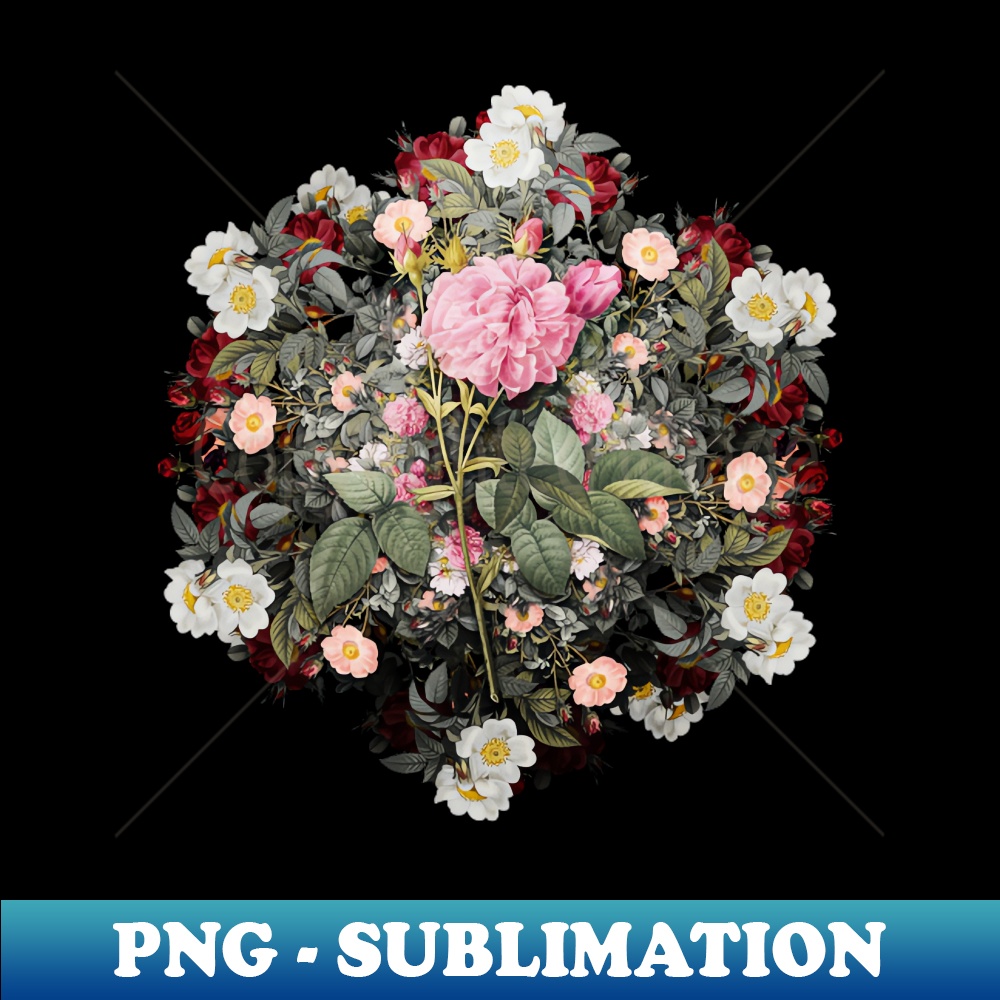 Vintage Pink Agatha Rose Flower Wreath - Elegant Sublimation | Inspire ...