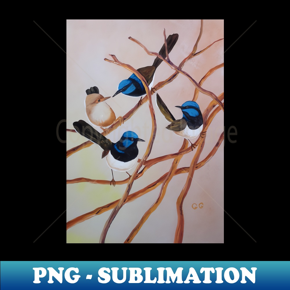 Australian Blue Wrens - Retro PNG Sublimation Digital Downlo | Inspire ...