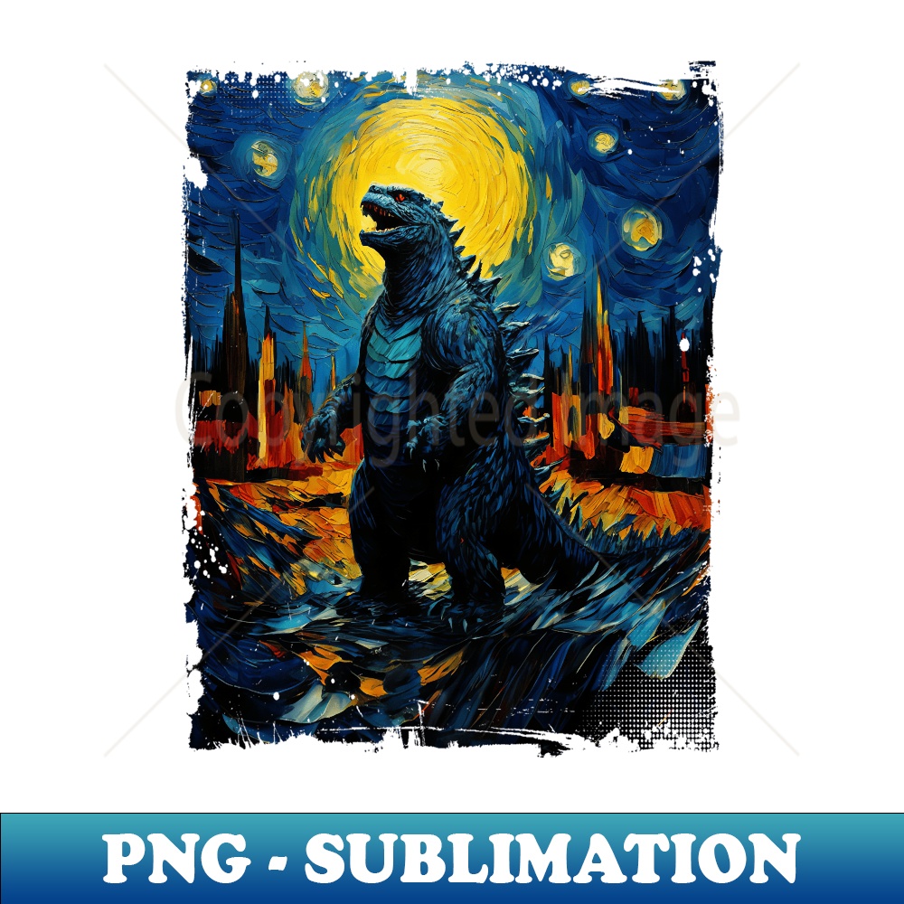 Japanese Monster Kaiju Starry Night Van Gogh Style Art - Exc | Inspire ...