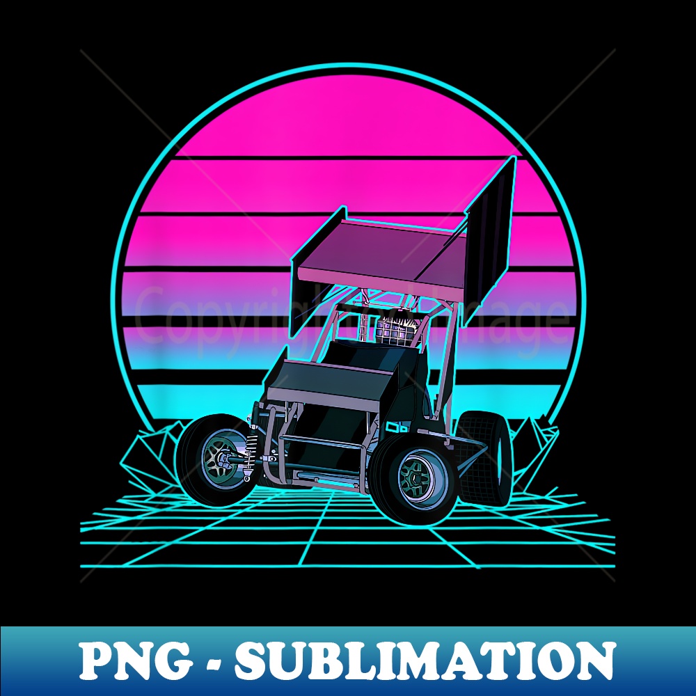 Vintage Retro Sunset Sprint Car Racing 1 - Sublimation-Ready | Inspire ...