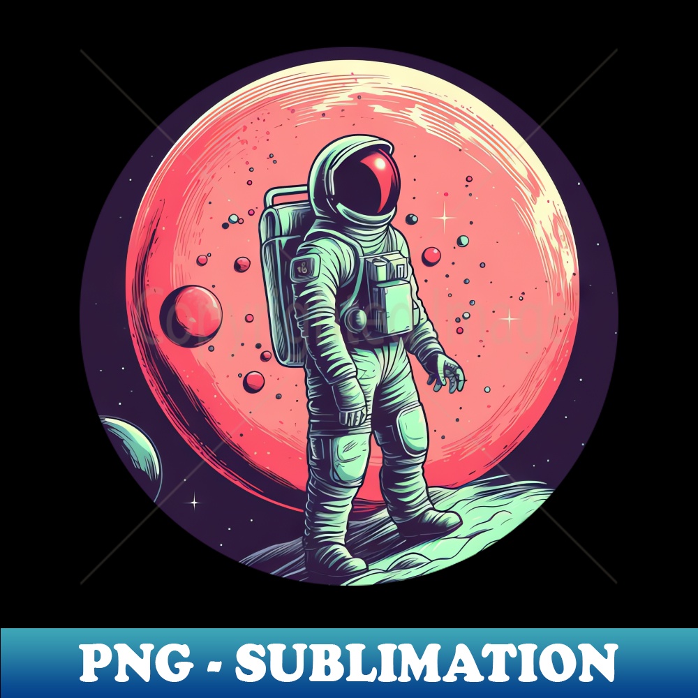 Astronaut and Red Moon - Space Exploration Design | Inspire Uplift