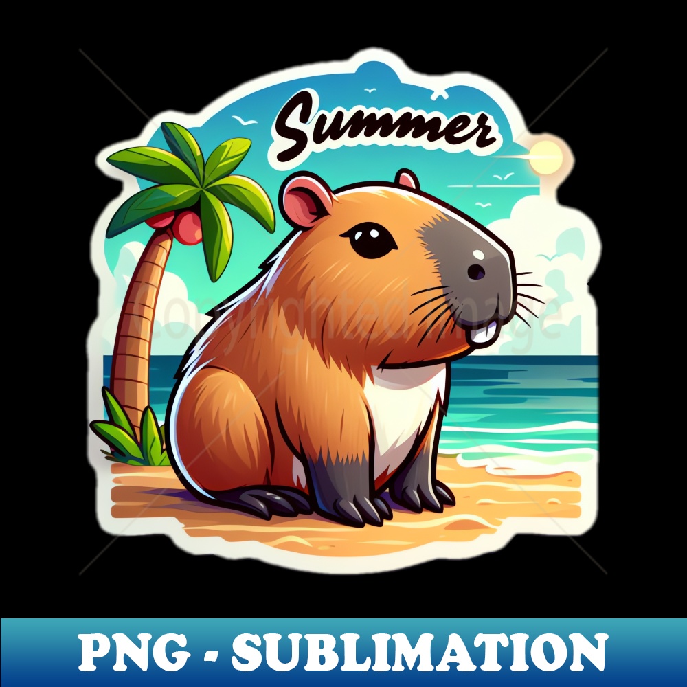 Cute summer capybara on the beach - Vibrant Art Sublimation | Inspire ...