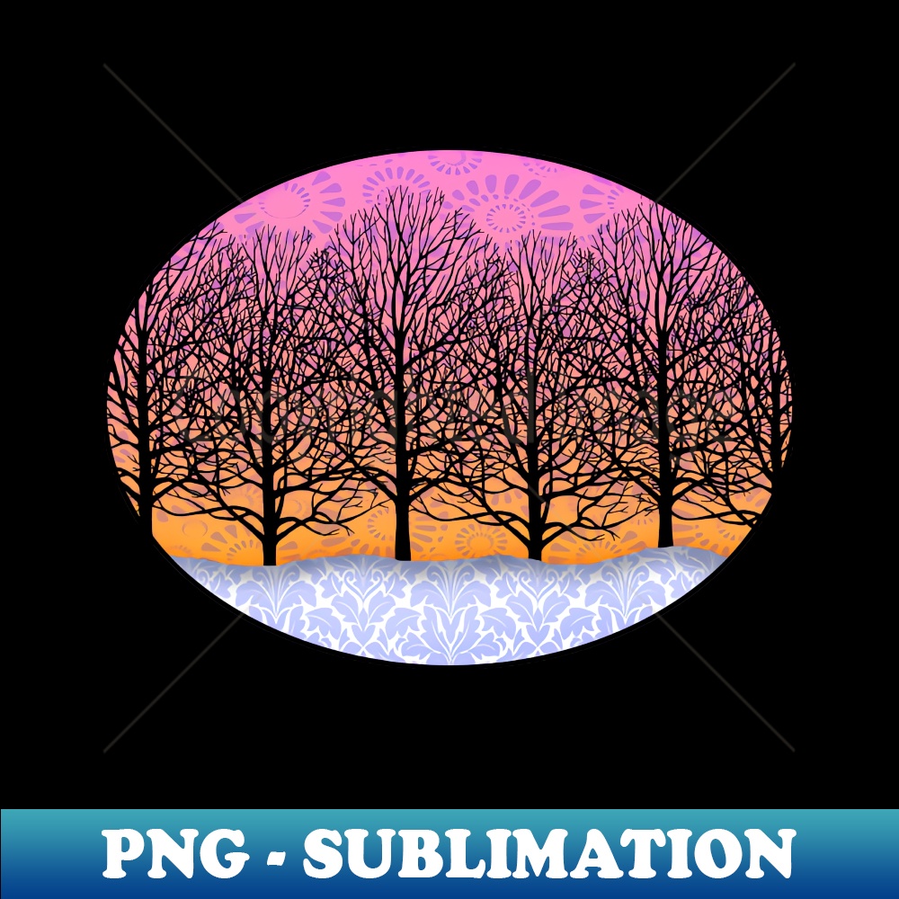 Winter Sunrise Trees - Exclusive PNG Sublimation Download | Inspire Uplift