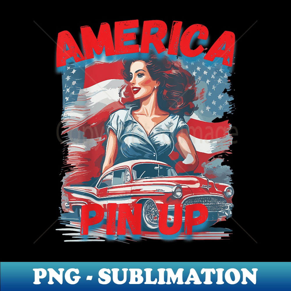 Playful American Flag Vintage PinUp Girl Tattoo Rebel Car - | Inspire ...